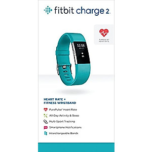 Fitbit Charge 2 Heart Rate + Fitness Wristband, Teal, Large (US Version)