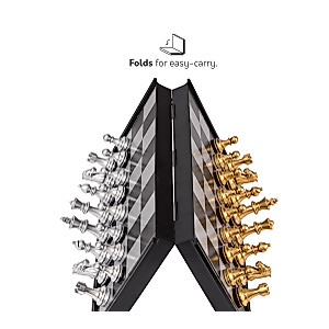 Magnetic Travel Chess Set with Board That Becomes A Storage Compartment – Great Travel Toy Set by Big Mo’s Toys, 2 Players