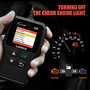 LAUNCH OBD2 Scanner Engine Fault Code Reader, CR319 Code Reader Scanner, CAN Diagnostic Scan Tool Supports DTC Lookup, Mode6 O2 Sensor for OBDII Protocol Cars Since 1996 Black