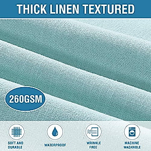 H.VERSAILTEX Linen Textured Table Cloths Round 60 Inch Premium Solid Tablecloth Spill-Proof Waterproof Table Cover for Dining Buffet Feature Extra Soft and Thick Fabric Wrinkle Free, Aqua