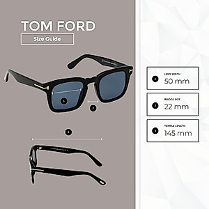 Tom Ford Dax FT0751 01V 50MM Shiny Black/Blue Polarized Lenses Square Sunglasses for Men + BUNDLE With Designer iWear Eyewear Kit