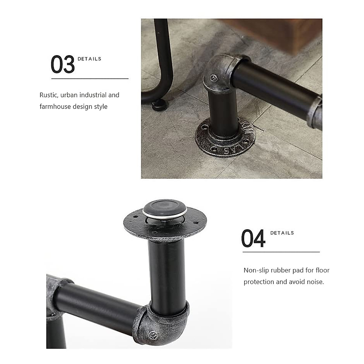 SUSUO Wood Top & Water Pipe Frame Counter Table Industrial 42-inch Height Table Bar Table, Farmhouse Dining Room Kitchen Furniture for Home Decor, 78.7" L x 19.7" W x 41.3" H