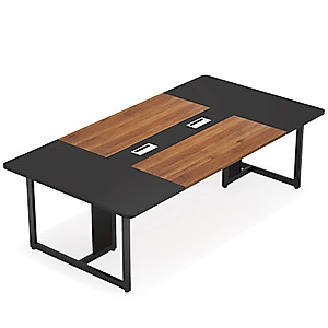 Tribesigns 70.86'' Executive Desk, Large Office Computer Desk with Strong Metal Frame, Wooden Workstation Business Furniture, 8 People Rectangle Conference Table for Home Office,XK00251