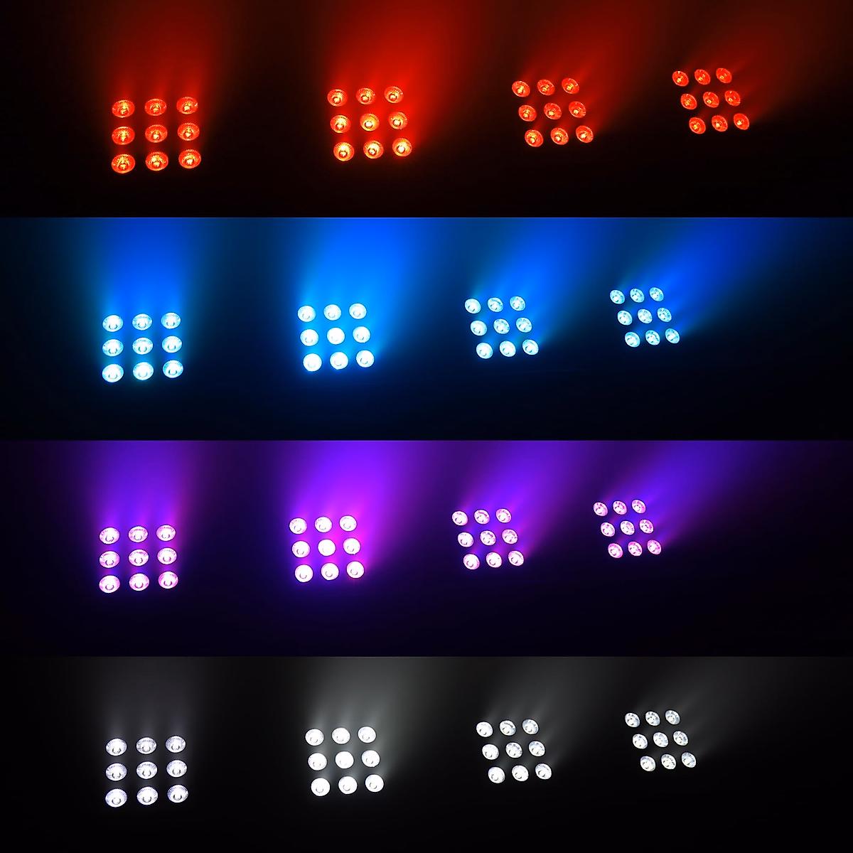 DragonX 9x4W LED Par Lights RGBW Slim DJ Stage Lights with DMX Control - Versatile Uplighting for Parties, Weddings, Church Gigs, Bars & Indoor Events