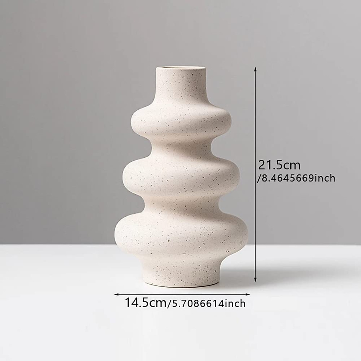 Camisin Ceramic Vase Beige Plant Pot Home Decor Flower Arrangement Garden Living Room Office Desktop Decoration Crafts