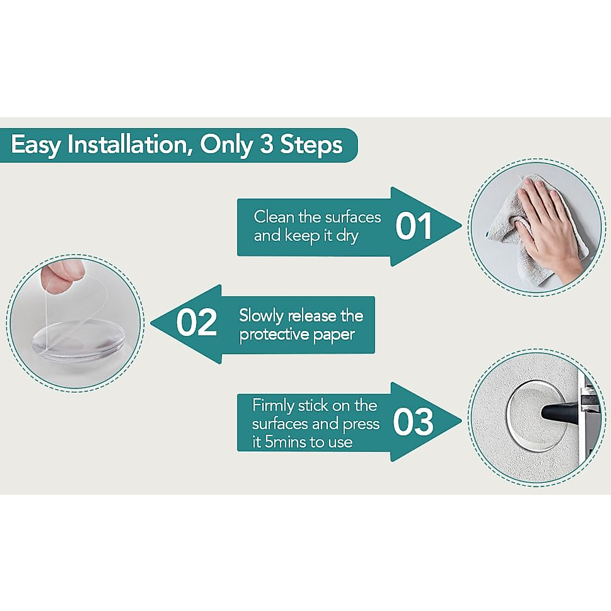 6PCS Clear Self Adhesive Rubber Door Knob Wall Shield Door Stopper, Silicone Cushion Guard for Door Handle Bumper, Wall Protection Solution Fridge Door Stopper and Stopper for Wall