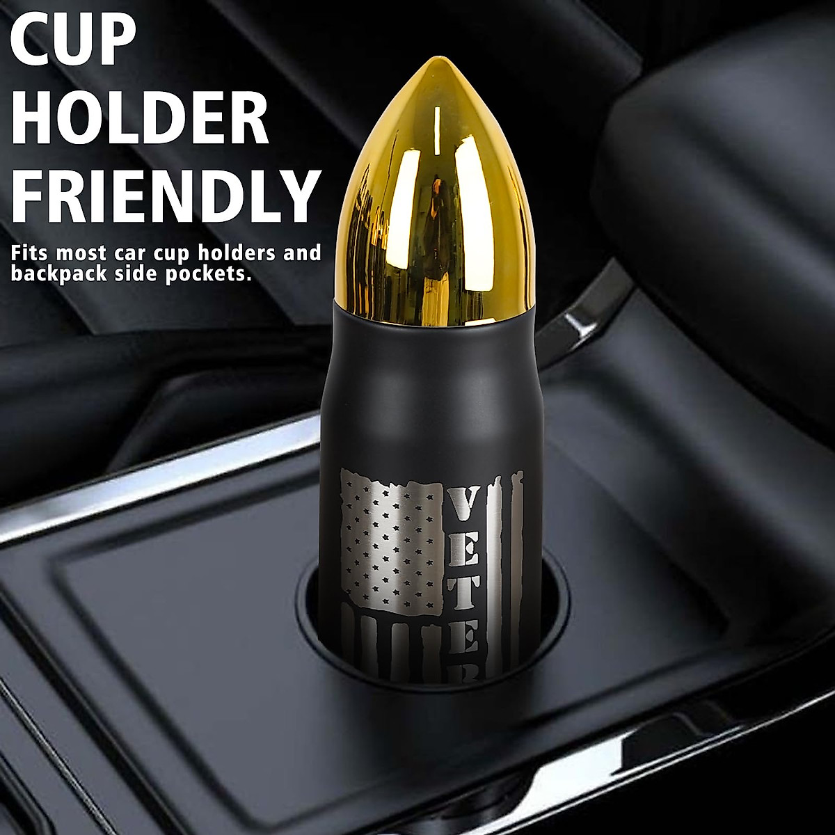 qchdln 17 OZ Veteran Bullet Tumbler with Lid - Ideal Gifts for Men Father's Day, Birthday, Veterans Day, Christmas - Perfect for Air Force, Navy, Army, Military & Veterans Cup