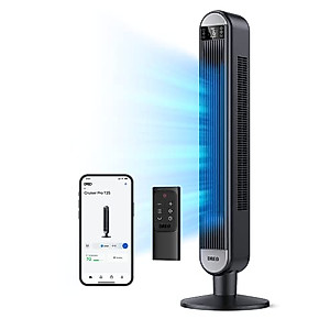 Dreo Smart Tower Fans for Home, 90° Oscillating Fan for Bedroom Indoors, Voice Control Floor Fan with 12H Timer, 42 Inch Quiet Bladeless Standing Fan with LED Display, 6 Speeds, Work with Alexa/Google