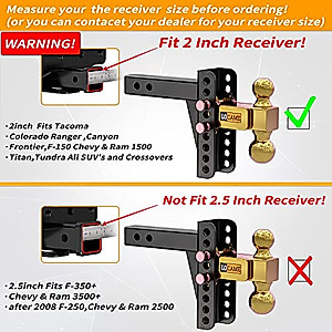 LOCAME Trailer Hitch, Fits 2-Inch Receiver, 6-Inch Drop/Rise Drop Hitch , Class 3 Tow Hitch for Heavy Duty Truck with Double Pins, LC0010