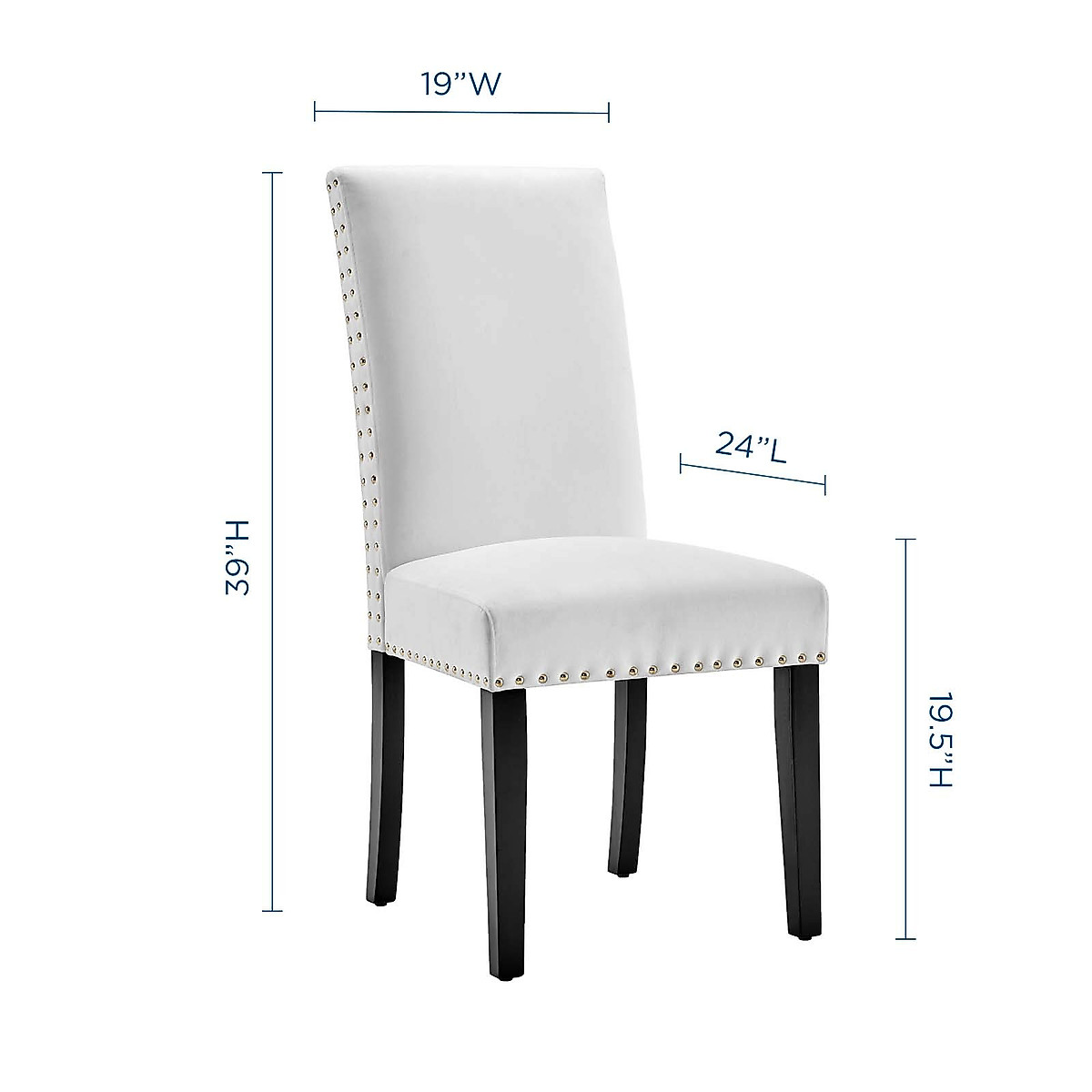 Modway Parcel Performance Velvet Dining Side Chairs - Set of 2, White