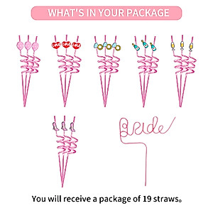 19Pcs Bride Straws - Bachelorette Party Favors Bridal Shower Gifts for Bride to Be Drinking Straws, 1 Large Bride and 18 Small Straw Bachelorette Decoration Party Supplies