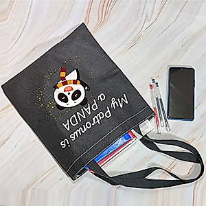 VAMSII Panda Lover Gifts Tote Bag My Patronus is a Panda Shoulder Bag Funny Panda Gifts Panda Bear Gift Bag (Tote Bag)