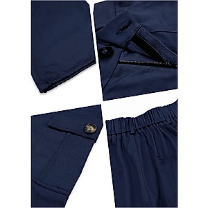 Ailsi Womens Black Casual Cargo Baggy Pants Women High Waisted Work Travel Tactical Pants with Pockets(X-Large,Navy Blue)