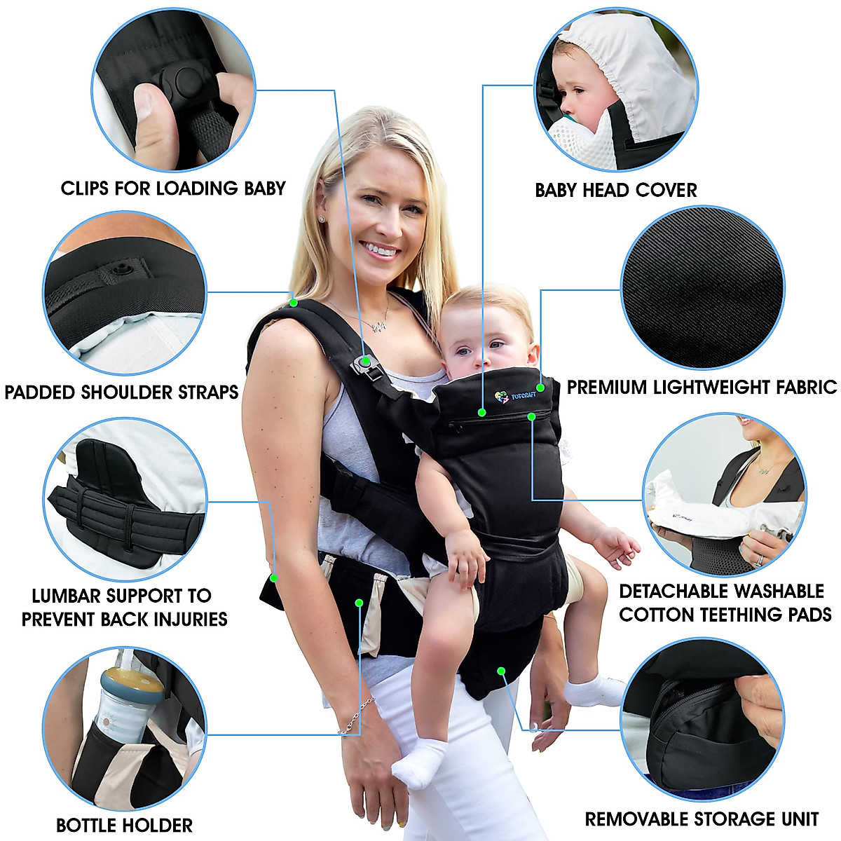 Organic Baby Carrier Newborn to Toddler–Infant&Child Carrier with Lumbar Support
