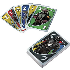 Mattel Games UNO Star Wars The Mandalorian Card Game, Travel Game in Collectible Storage Tin & Special Rule, 2-10 Players