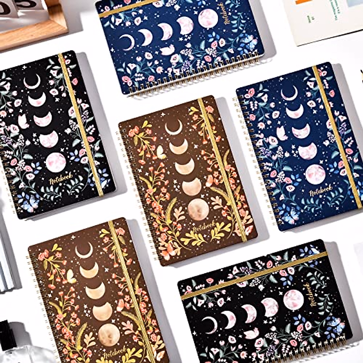 Spiral Notebook - 3 Pack A5 Notebooks Spiral Bound with Back Pocket, Lined Journal Notebook, Spiral Journal for Women, 5.7" x 8.4", 160 Pages, College Ruled Writing Notebook, 100gsm Paper, for Office & School