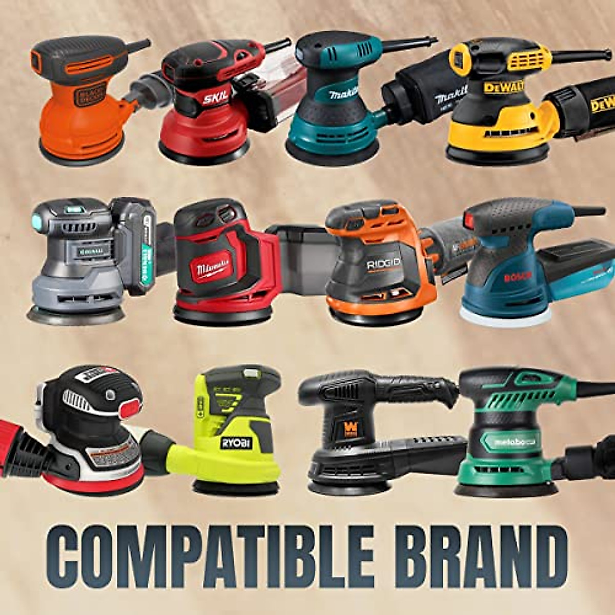 POWERTEC 45024 5 Inch 8 Hole Hook and Loop Sanding Discs, 240 Grit, 25 PK, Sandpaper for Random Orbital Sanders