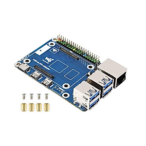 waveshare CM4 to Raspberry Pi 4B Adapter, Alternative Solution for Raspberry Pi 4B, Onboard Standard CM4 Connector, 4-CH USB 3.0 Ports, RJ45 Gigabit Ethernet Port, PoE Header etc.