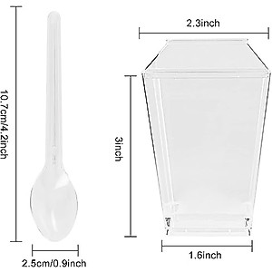 BEGA HOME Dessert Cups - 5oz 50 Cups, 50 Lids and 50 Spoons - Great for Parfaits, Pudding, Yogurt, & Mini Treats - Small Clear Plastic Cups, Yogurt Parfait Cups with Lids & Spoons