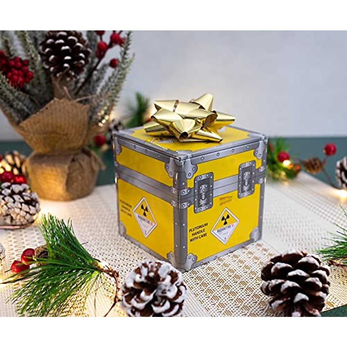 Back to the Future Plutonium Crate 4-Inch Tin Storage Box Cube Organizer with Lid | Basket Container, Cubby Cube Closet Organizer, Home Decor Playroom Accessories | '80s Toys, Gifts And Collectibles