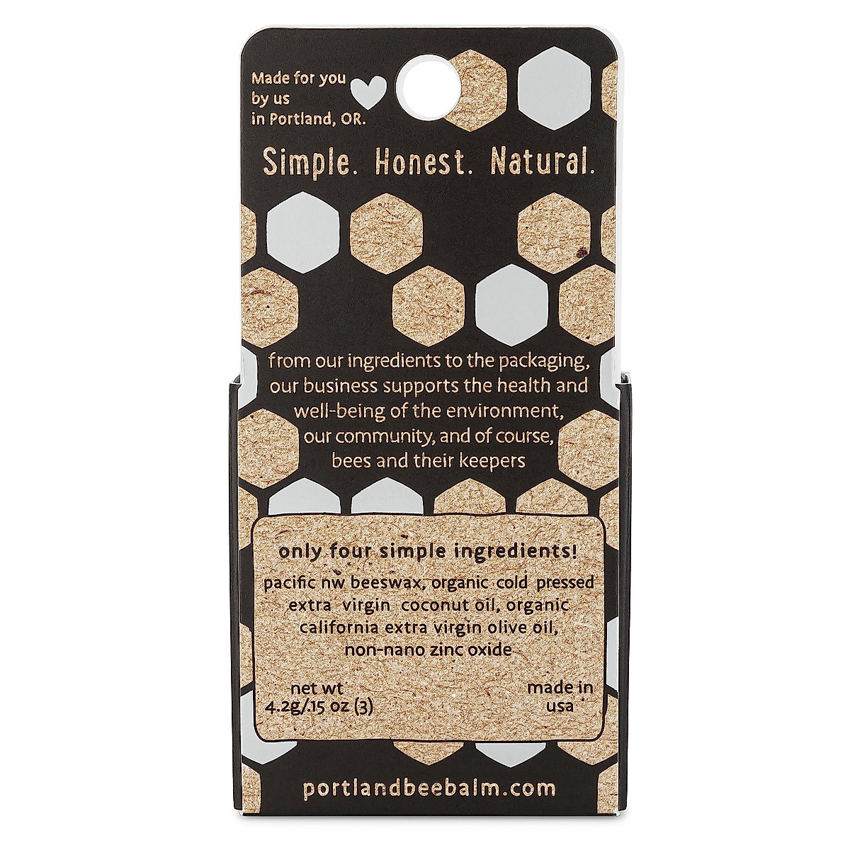 Portland Bee Balm Solar Eclipse All Natural Handmade Beeswax Based SPF 15 Lip Balm, 3 Count