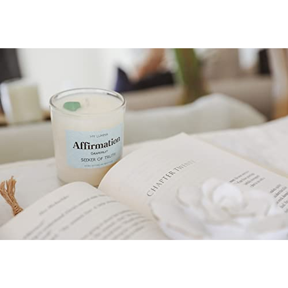 My Lumina Affirmation Aromatherapy Candle w/Jade Crystal Inside for Luck, Lucky Charms, Abundance, Success, Dream Manifestation, Negative Energy Cleansing, Soy Wax Scented Candle -Home,Gift,Men,Women