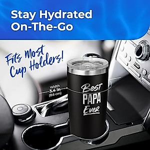 SassyCups Best Papa Ever Tumbler - Best Papa Gifts - Vacuum Insulated Papa mug Tumbler Cup - Stainless Steel Travel Mug with Durable Lid and Straw Dad Gifts