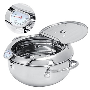 Japanese Tempura Fryer Pot, 201 Stainless Steel 28cm Multifunctional Easy Japanese Fryer Pot for French Fries