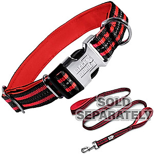 Black Rhino - The Hybrid Striped Dog Collar (Medium) for Medium Large Breeds | Heavy Duty | Soft Padded Neoprene - Reflective & Adjustable - Matching Leashes Sold Separately