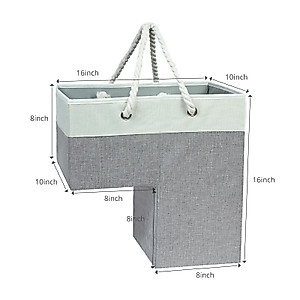 LifeBeWise Stair Basket for Wooden & Carpeted Stairs - 16" x 16" x 10" Foldable Staircase Baskets with Handles, Stair Step Storage Organizer