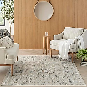 Nourison Oushak Home Traditional Cream 4'1" x 5'11" Area -Rug, Easy -Cleaning, Non Shedding, Bed Room, Living Room, Dining Room, Kitchen (4x6)