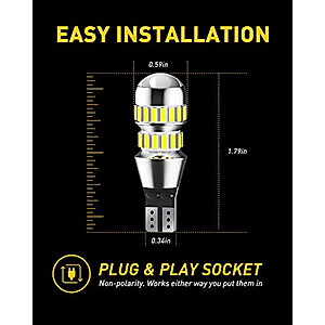 AUXITO 912 921 LED Bulbs for Backup Reverse Light Bulbs, 2600 Lumens 4014 42-SMD, 6000K White, Non-polarity 906 W16W T15 921 LED Bulb Direct Back Up Turn Signal Replacement Lamp, Pack of 2