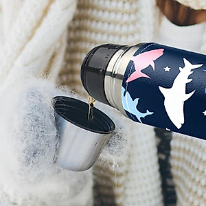 Colorful Shark And Star Thermos Vacuum Insulated 1L Compact Stainless Steel Beverage Bottle