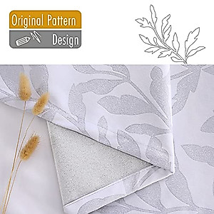 OVZME Velvet White Blackout Curtains, Thermal Insulated Curtains 100% Room Darkening Drapes, Super Soft Leaves Luxury Curtains for Living Room Bedroom 2 Panels, Rod Pocket&Back Tab, White, 52x84