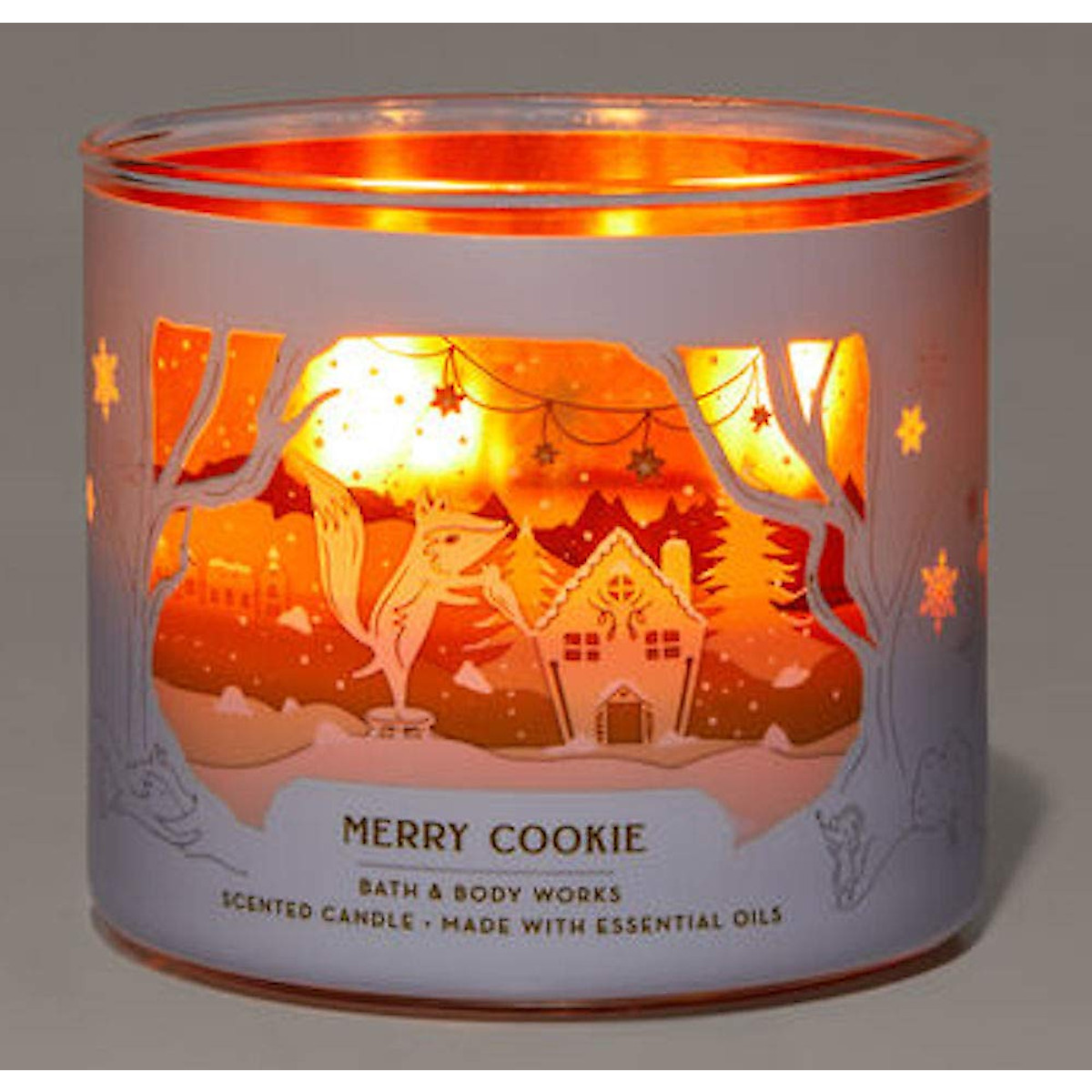 White Barn Bath & Body Works 3-Wick Scented Illuminating Candle in Merry Cookie (2020)
