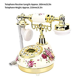 Antique Phones Corded Landline Telephone Retro Style Push Dial Ceramic Imitation Desk Telephone FSKDTMF Dual System for Home Office