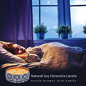 3 Packs Large Citronella Candles Outdoor and Indoor, 13.5oz 3-Wick Soy Wax Portable Travel Tin Candle for Home Garden Patio Yard Balcony and Summer Gift