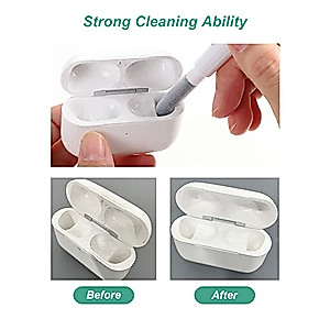 MOJOTORY Earbuds Cleaning Pen with Soft Brush, 18Pcs Bluetooth Earphone Cleaning Kit, Multifunctional Earpod Cleaner Set for Wireless Earbuds, Headphone, Cameras, Keyboard and Mobile Phone (White)