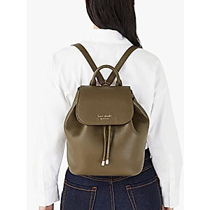 Kate Spade New York Sinch Pebbled Leather Medium Flap Backpack Duck Green One Size