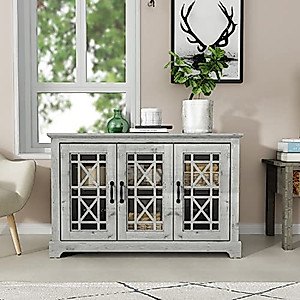 Galano Isadora 3 Door Console Sideboard - Modern Buffet with Distressed Oak Finish - Bookshelf Cabinet for Hallway - Entryway - Foyer or Living Room (Dusty Grey Oak)