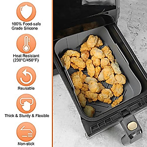 BYKITCHEN Air Fryer Silicone Liners for Ninja Dual Air Fryer 10 QT, Set of 2, Rectangular Silicone Air Fryer Liners Compatible with Ninja DZ401/DZ550, Double Air Fryer Accessories