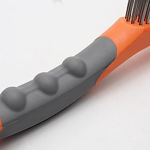 Wire Brush Set,Heavy Duty Carbon Steel and Stainless Steel Wire Scratch Brush for Cleaning Rust with 10" Curved Plastic Handle,2 PCs