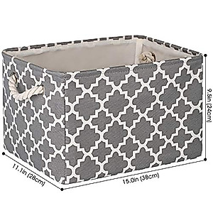 WISELIFE Storage Basket [3-Pack] Large Collapsible Storage Bins Boxes Cubes for Clothes Toys Books, Perfect Storage Organizer w/Handles (Grey,15" x 11" x 9.5")