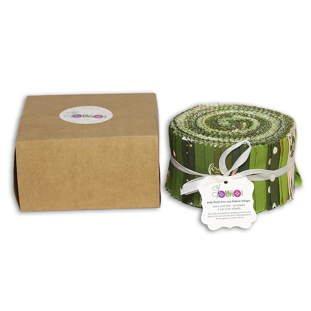 Soimoi 40Pcs Florals Print Cotton Precut Fabrics for Quilting Craft Strips 2.5 x 42 inches Jelly Roll