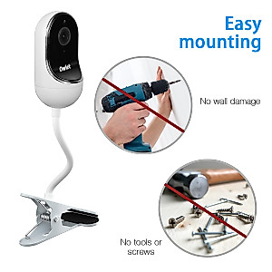 oioaahkeo Baby Monitor Mount, Adjustable Clip Mount for Owlet Duo Baby Monitor, Motorola Baby Monitor, Owlet Cam and VTech VM901 (White)(Not for Owlet Cam2)