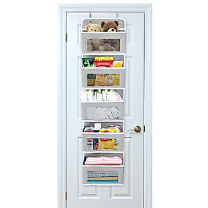 sysucpion Over The Door Hanging Organizer Storage with 5 Clear Window Large Capacity Pocket and 2 Metal Hooks for Pantry,Closet,Bathroom,Kitchen,Nursery,Dorm