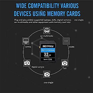 32GB Memory Card, BOYMXU Professional 1000 x Class 10 UHS-I U3 Memory Card Compatible Computer Cameras and Camcorders, Memory Card Up to 95MB/s, Blue/Black