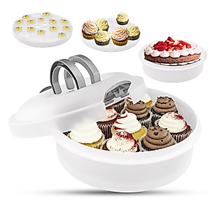 3-in-1 Plastic Cake Holder - Southern Homewares - Container for Cakes, Pies, Cupcakes, Muffins Dessert Carrier