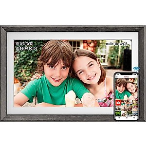FRAMEO 15.6 Inch 32GB WiFi Digital Photo Frame 1920 * 1080 IPS FHD Touch Screen Smart Digital Picture Frame, Wall Mountable, Auto-Rotate, Share Moments Instantly via Frameo App from Anywhere