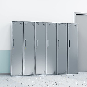 BYNSOE Metal Locker 1 Doors 71" Employees Locker Storage Cabinet Locker School Hospital Gym Locker Requires Assembly (Grey, 1 Door)